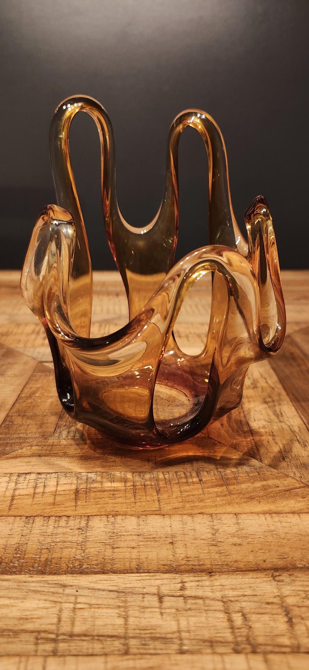 Vintage Makora Krosno Amber Blown Glass Vase From the 1970s - Etsy