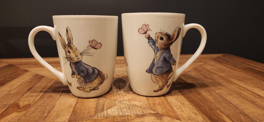 Set of 2 Beatrix Potter Peter Rabbit Bunny Gold Rim Collectible Mugs - Etsy