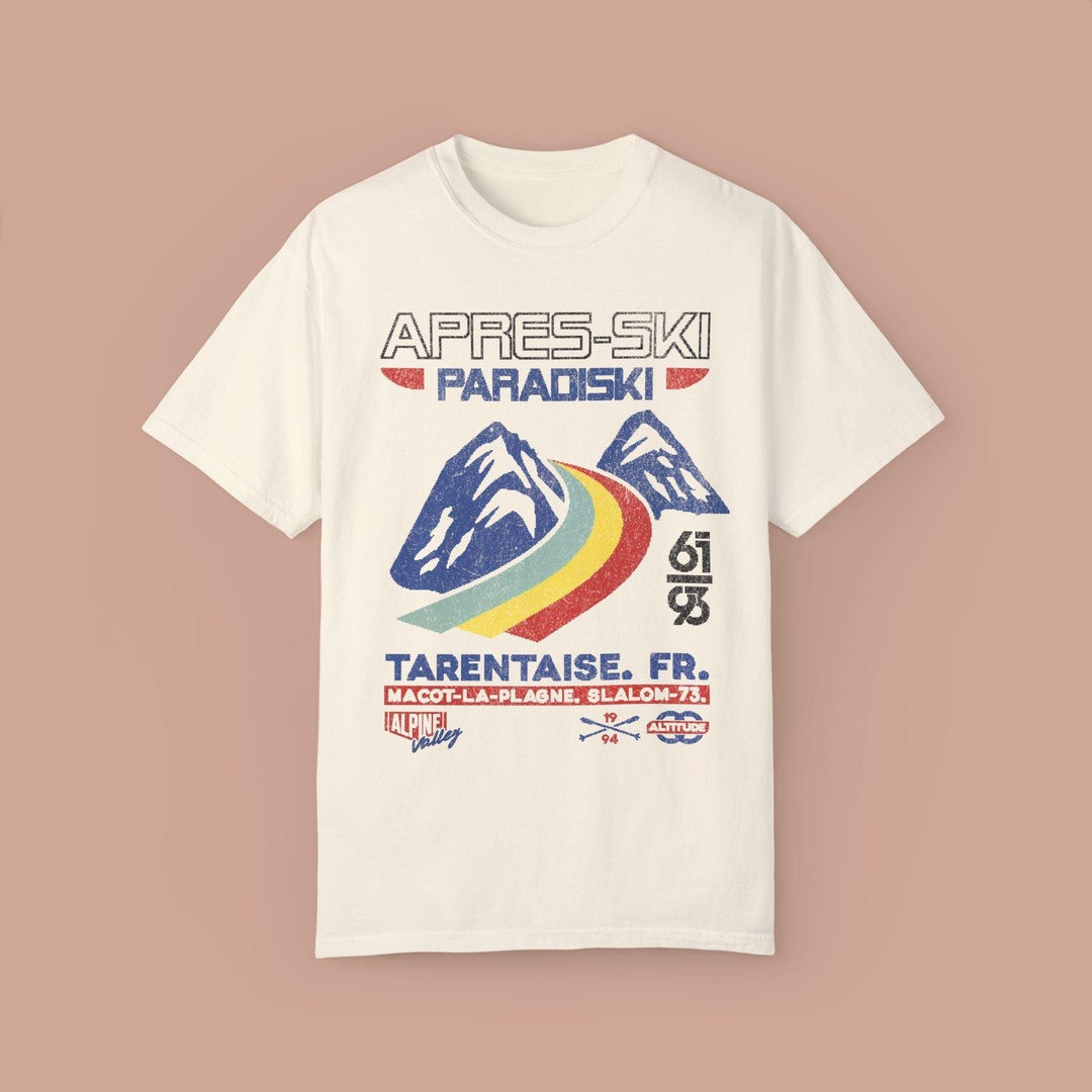 Vintage Apres-ski Retro Graphic T-shirt, Comfort Colors Winter Ski Tee ...