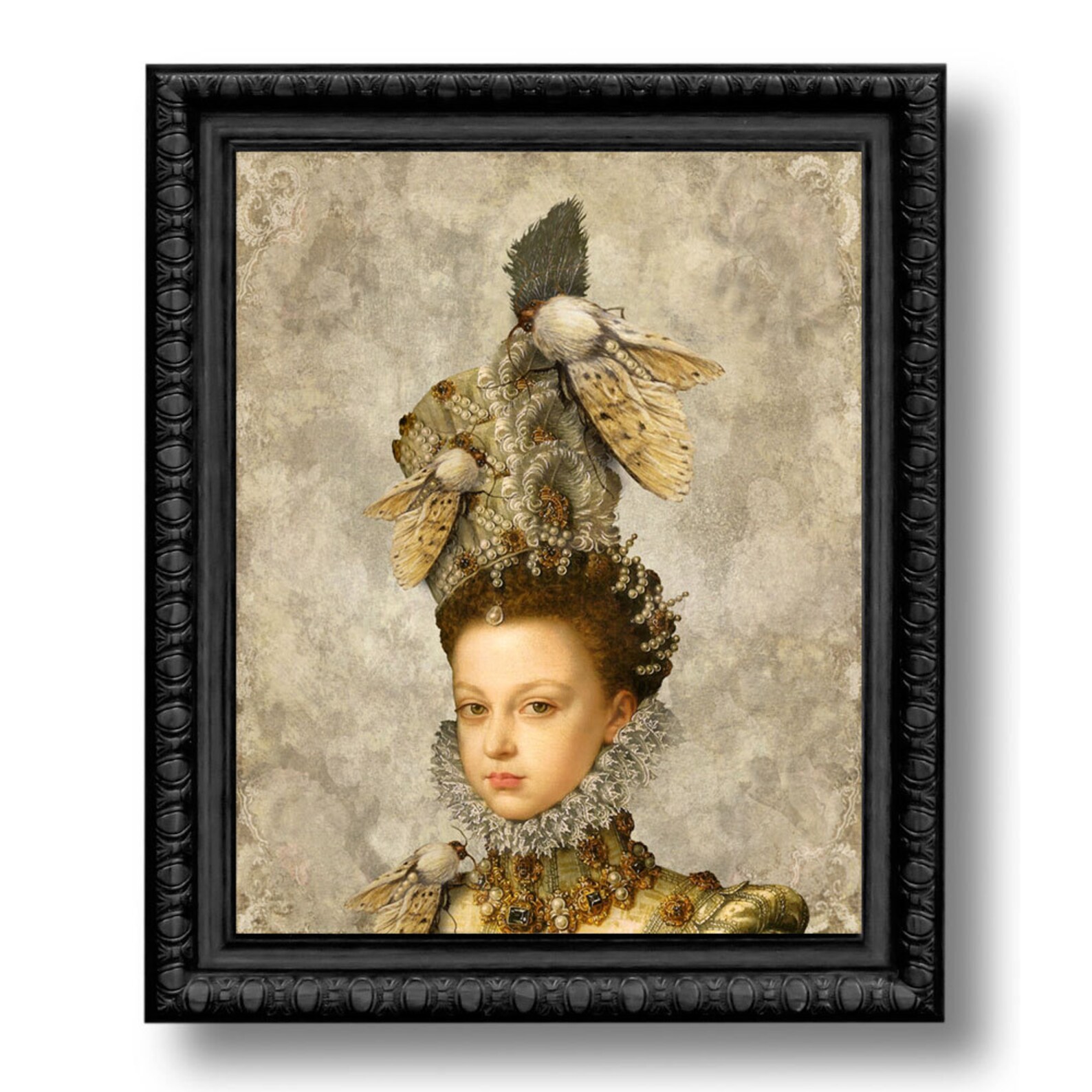 Jeweled Moths Butterfly Portrait Print Digital Art Yellow - Etsy