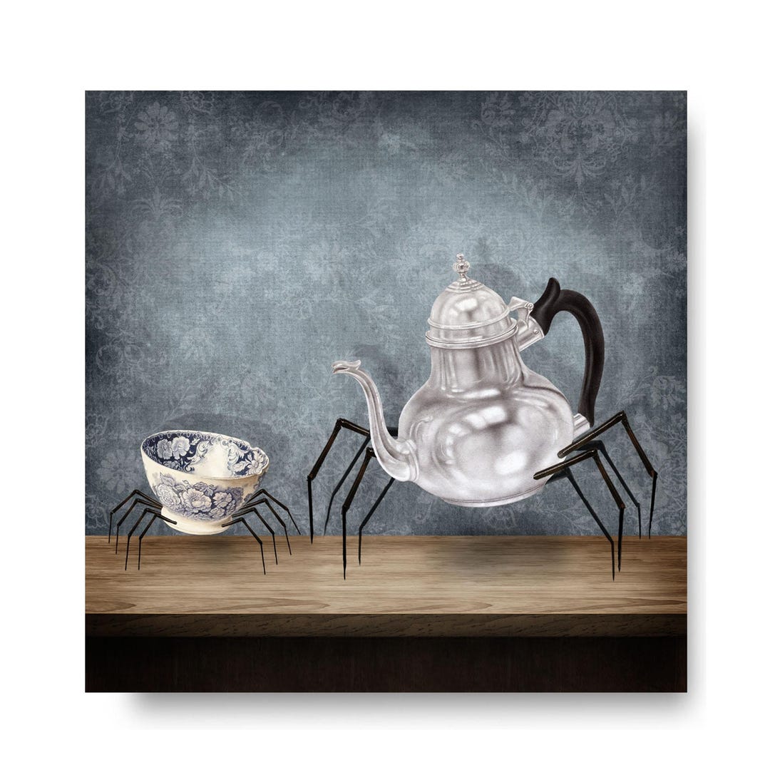 The Teapot and Cup Print Art Surreal Home Decor Goth Halloween Creepy ...