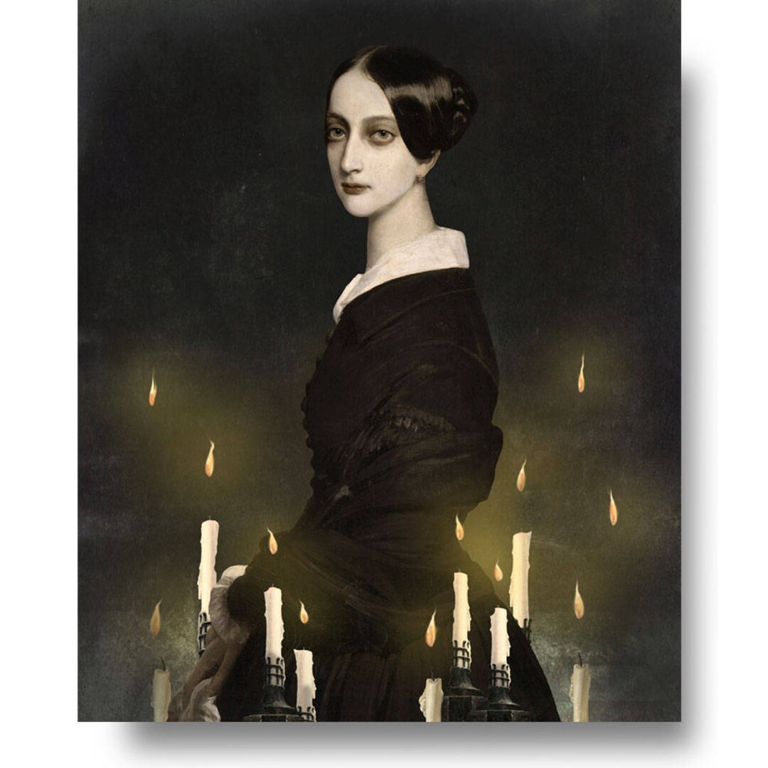 The Medium Black Seance Print Art Grey Surreal Home Decor Goth ...
