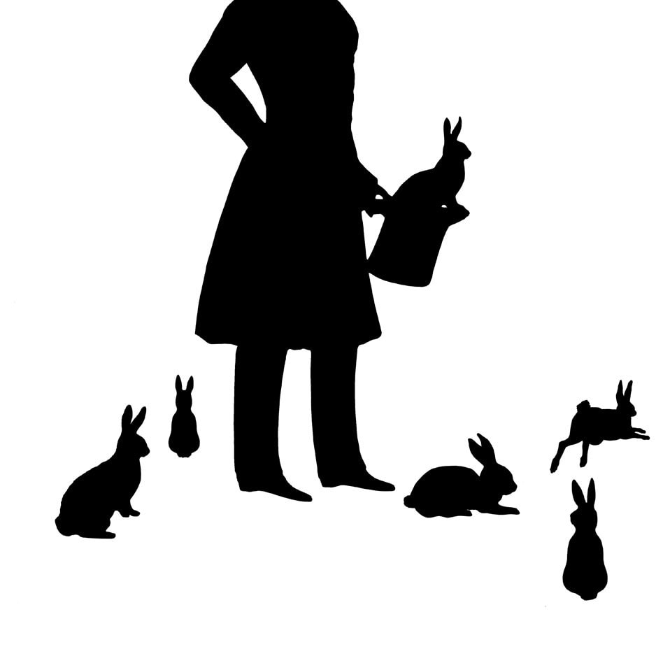 The Magician Silhouette Print Black and White Magic Rabbit | Etsy