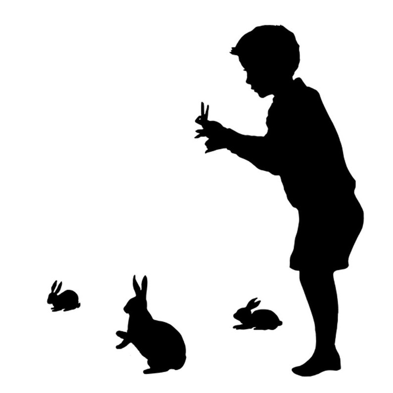Rabbit Shadow Puppet Silhouette Print Black and White Rabbits - Etsy
