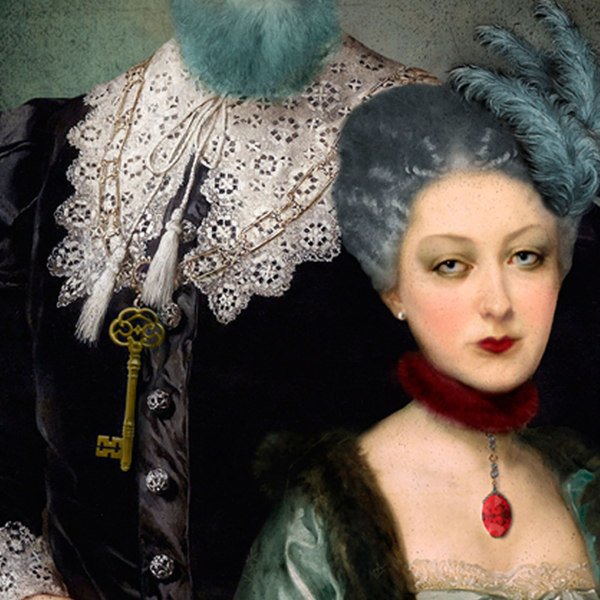 Bluebeard's Wife Print Portrait Art Black Blue Surreal - Etsy