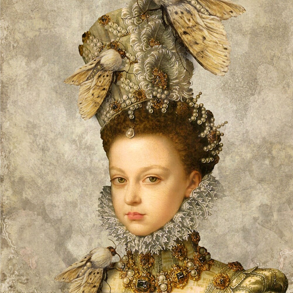 Jeweled Moths Butterfly Portrait Print Digital Art Yellow - Etsy