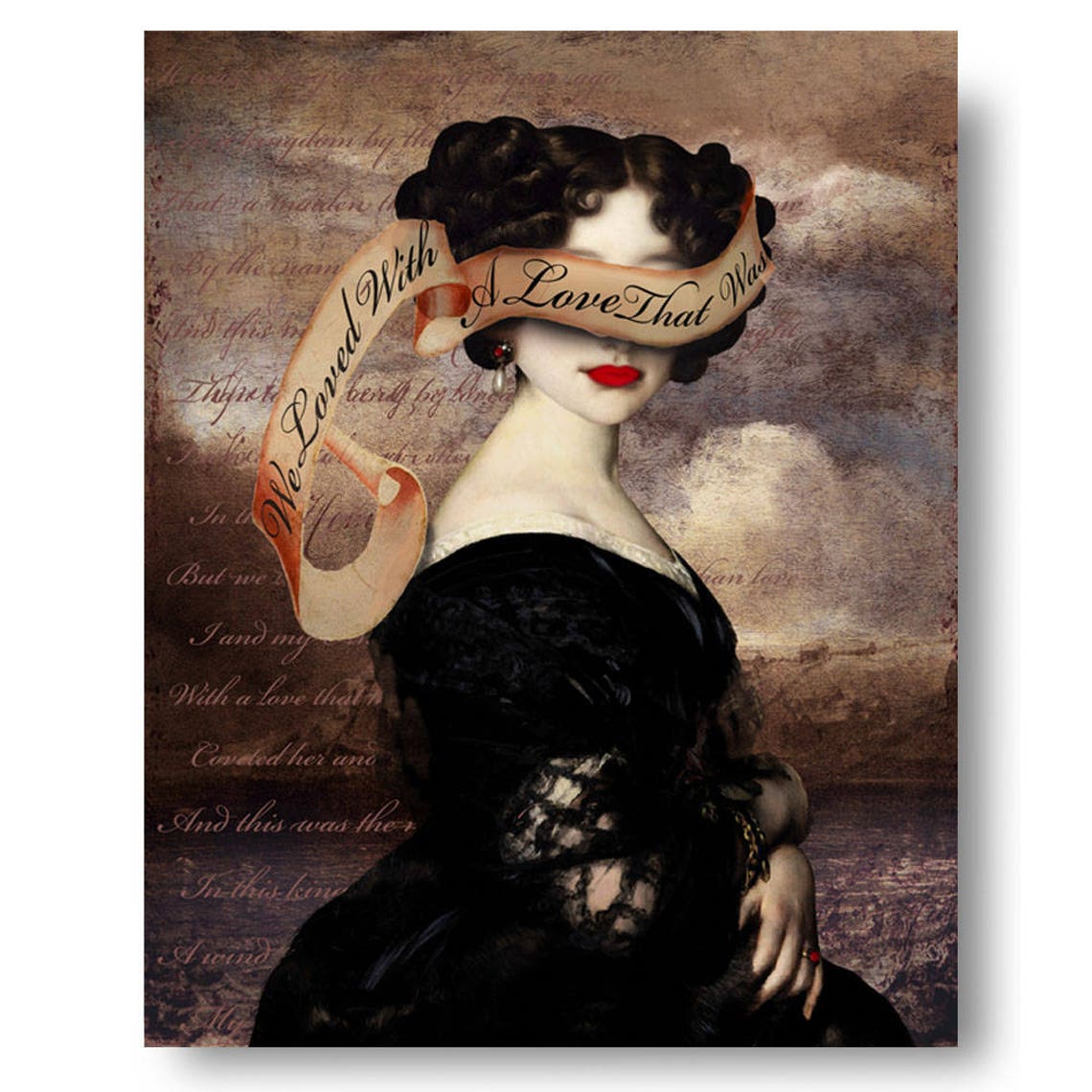 Annabel Lee Edgar Allan Poe Print Art Surreal Home Decor Poem Poetry ...