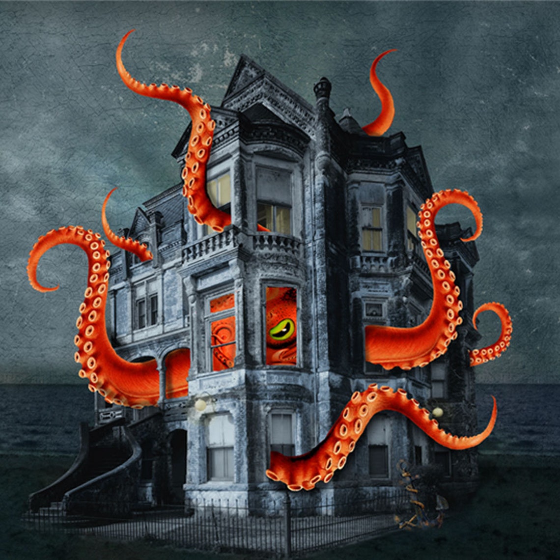 Octopus House Nautical Portrait Print Art Surreal Home Decor - Etsy