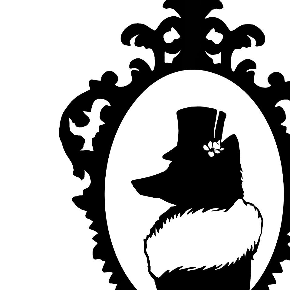 The Lady Fox Silhouette Art Print Black and White - Etsy