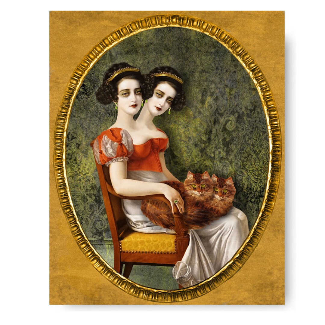 Sisters Two-headed Siamese Twins Circus Sideshow Freakshow Print Art ...