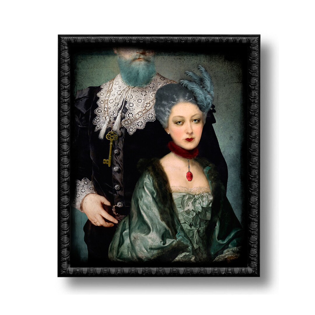Bluebeard's Wife Print Portrait Art Black Blue Surreal Home Decor ...