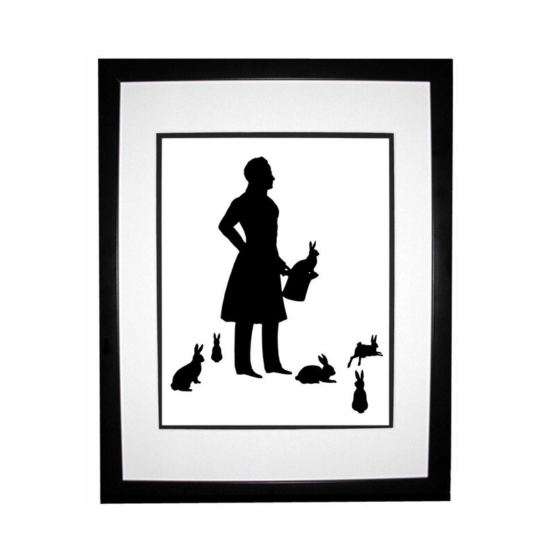 The Magician Silhouette Print Black and White Magic Rabbit - Etsy