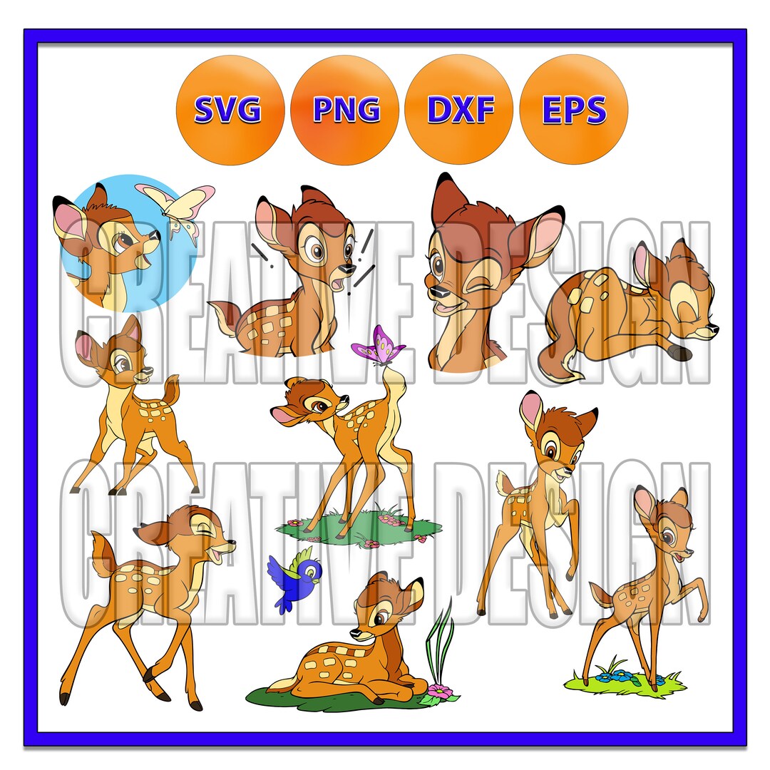 Bambi Svg, bambi png, Bambi clipart, Deer svg for cricut, Arquivos ...