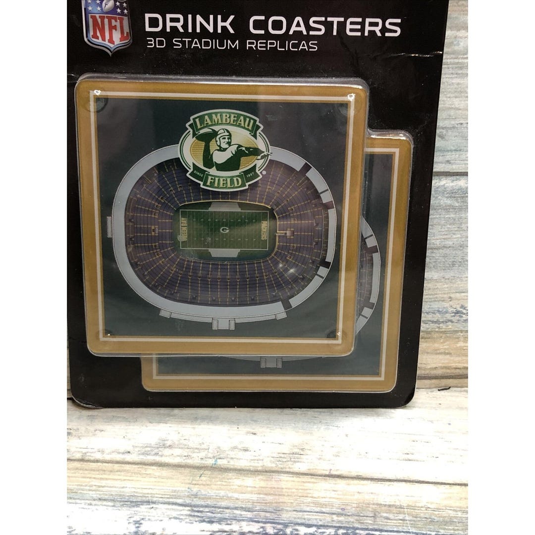 Green Bay Packers NFL - 3D Stadium Coasters - Set of Two Coasters New ...