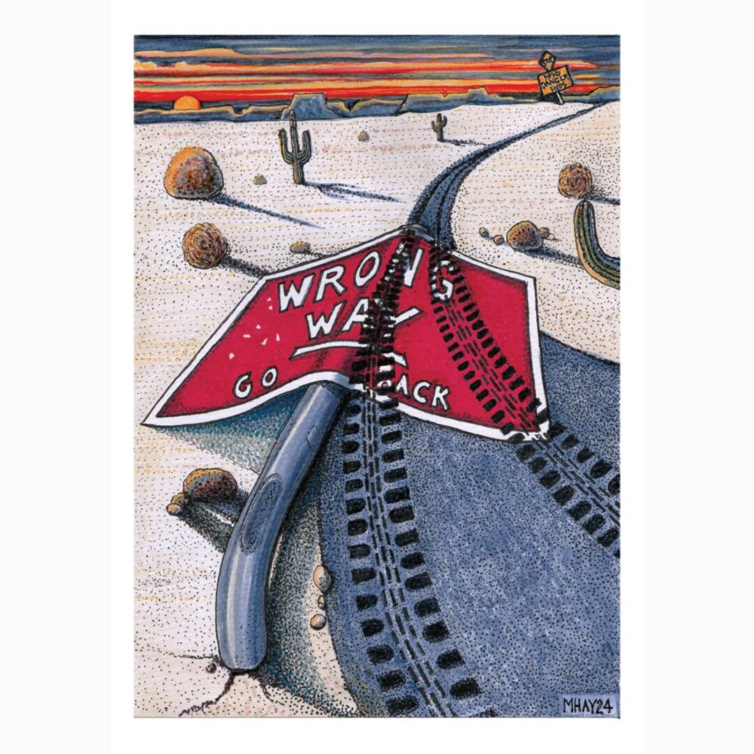 Wrong Way Go Back Original Line Drawing A4 Print - Etsy