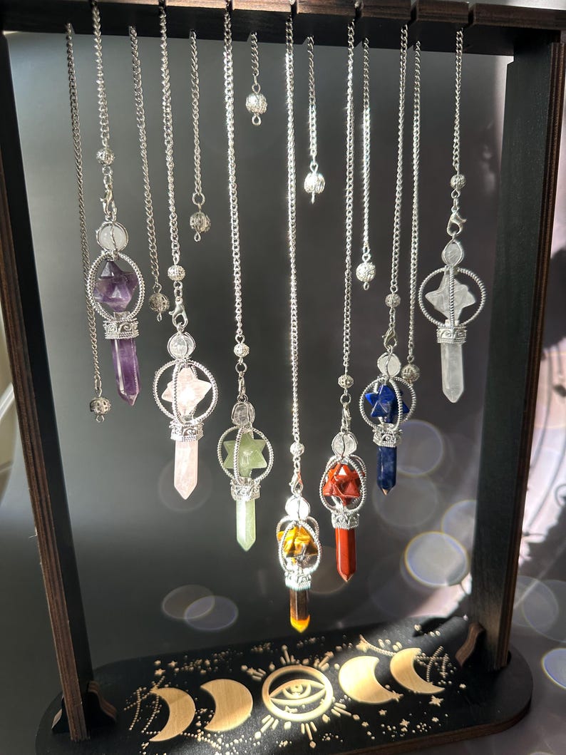 Chakra Healing Crystal Pendulum for Chakra Balancing, Divination, and Energy Healing Merkaba ...