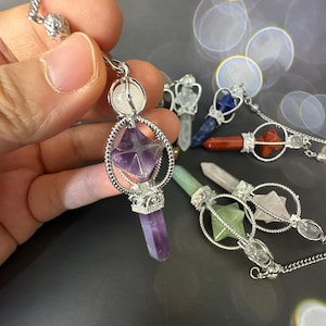 Chakra Healing Crystal Pendulum for Chakra Balancing, Divination, and Energy Healing Merkaba ...