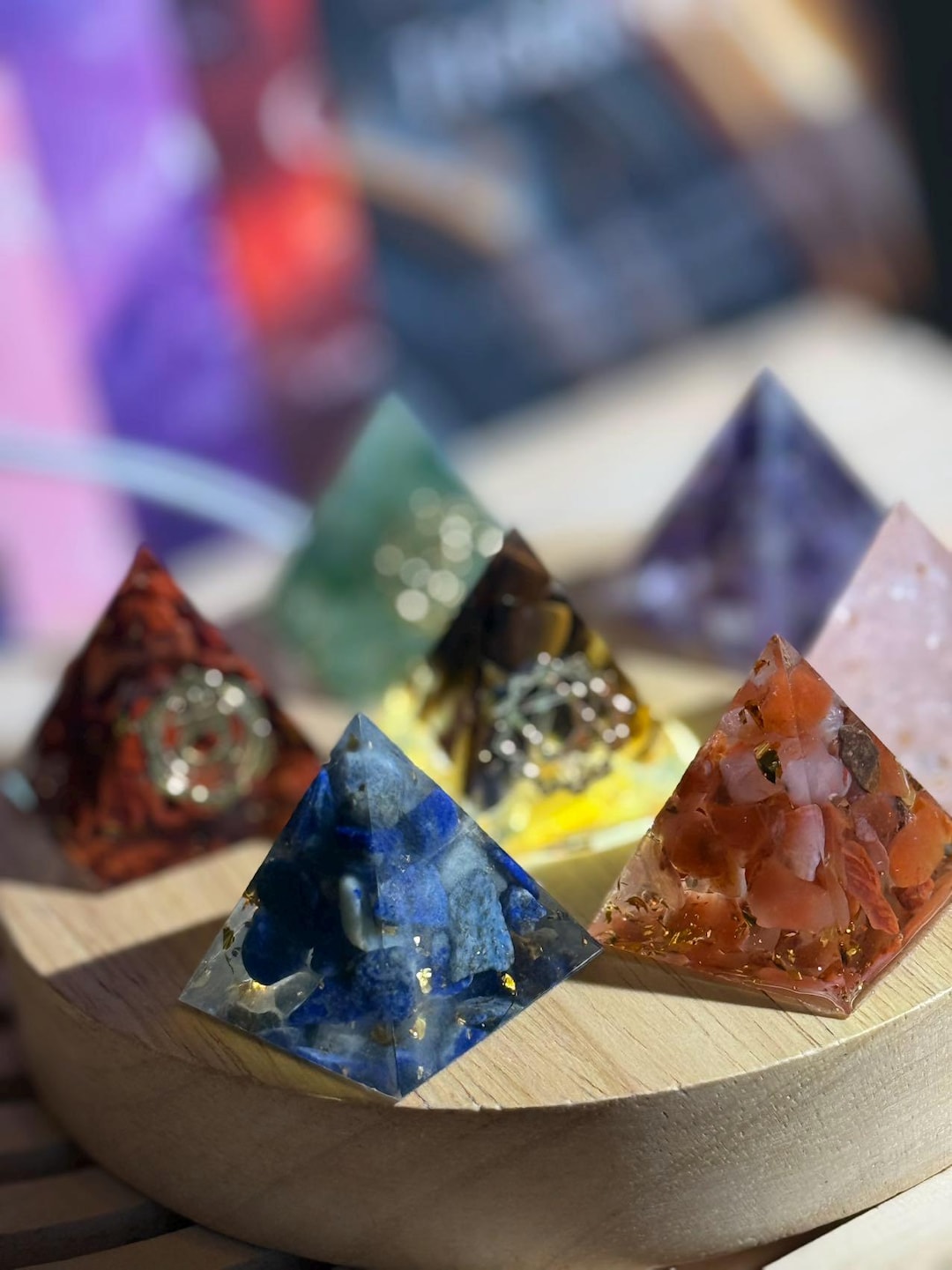 Chakra Pyramid Set With Info Cards - Energy Healing Tool - Etsy