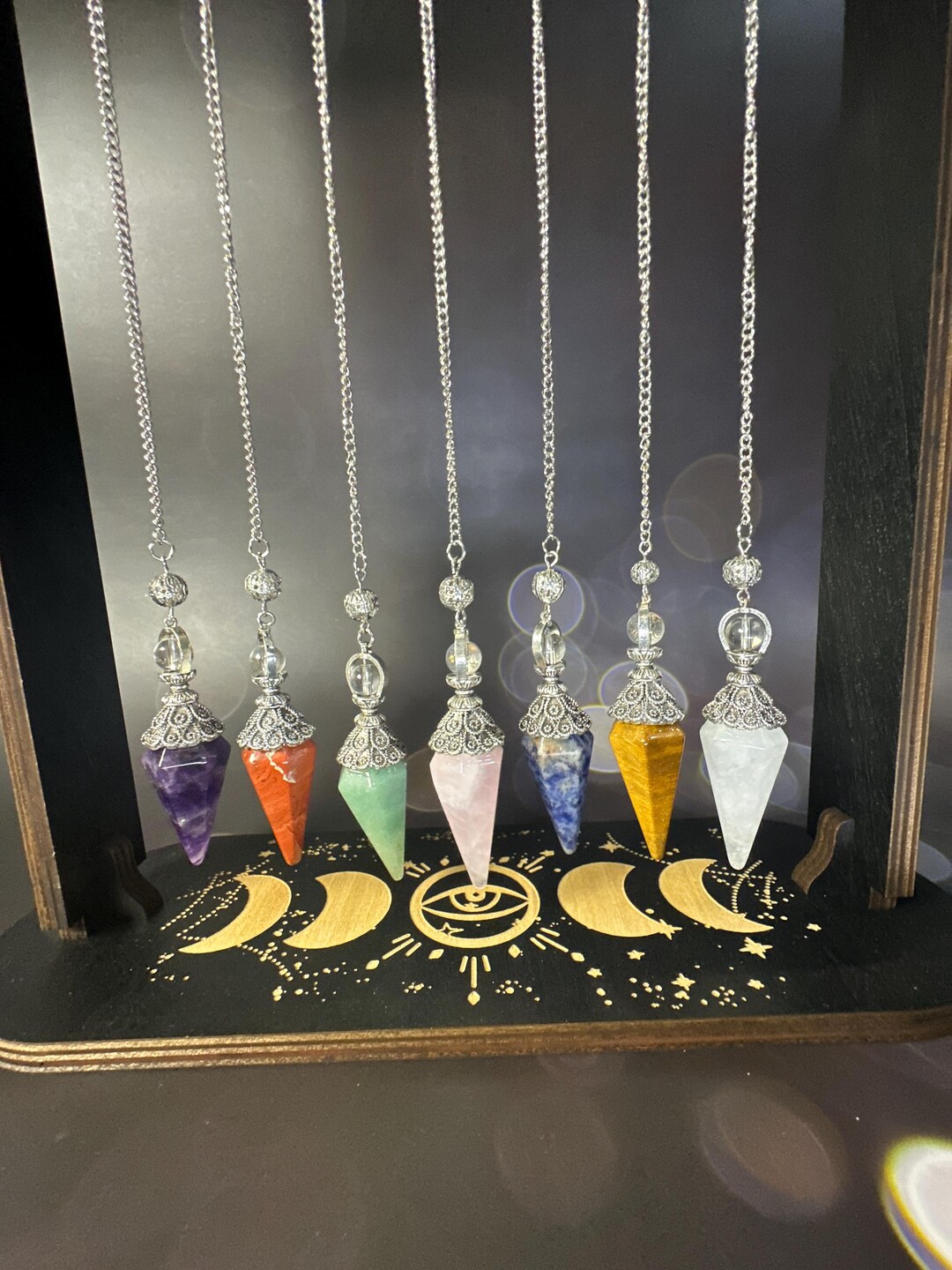 Chakra Healing Crystal Pendulum for Chakra Balancing, Divination, and Energy Healing Merkaba ...