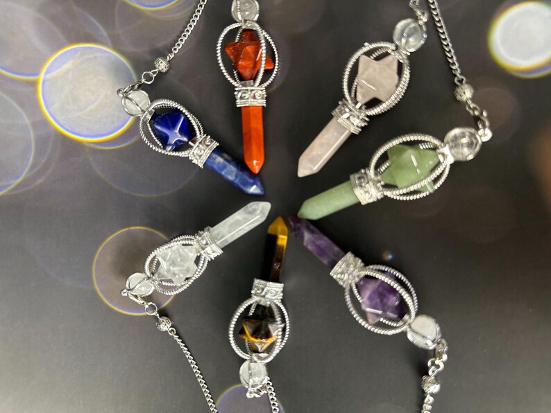 Chakra Healing Crystal Pendulum for Chakra Balancing, Divination, and Energy Healing Merkaba ...