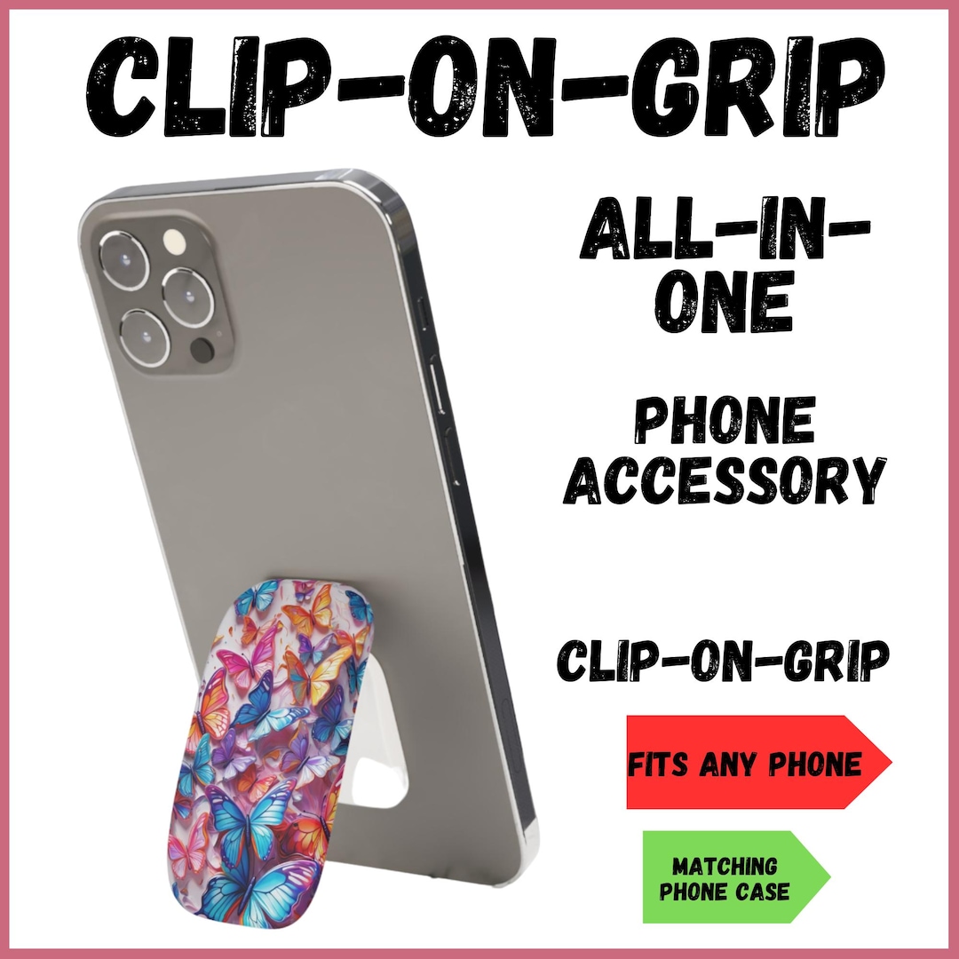 Phone Click-on Grip Holder Stand for Any Phone iPhone Samsung Pixel ...