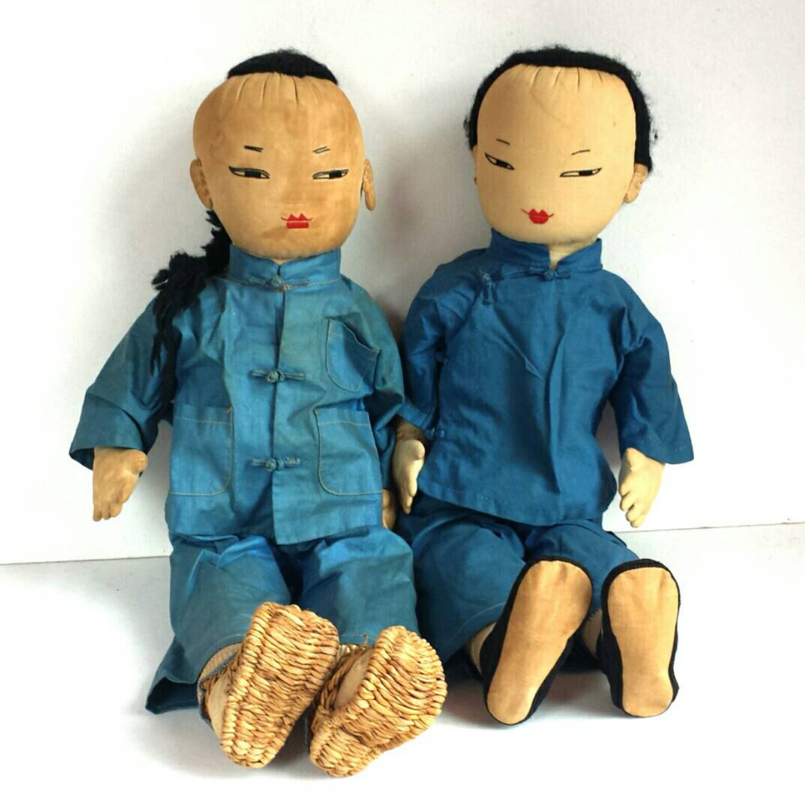 PAIR Vintage Ada Lum Chinese Cloth Farmer Dolls Mid Century | Etsy