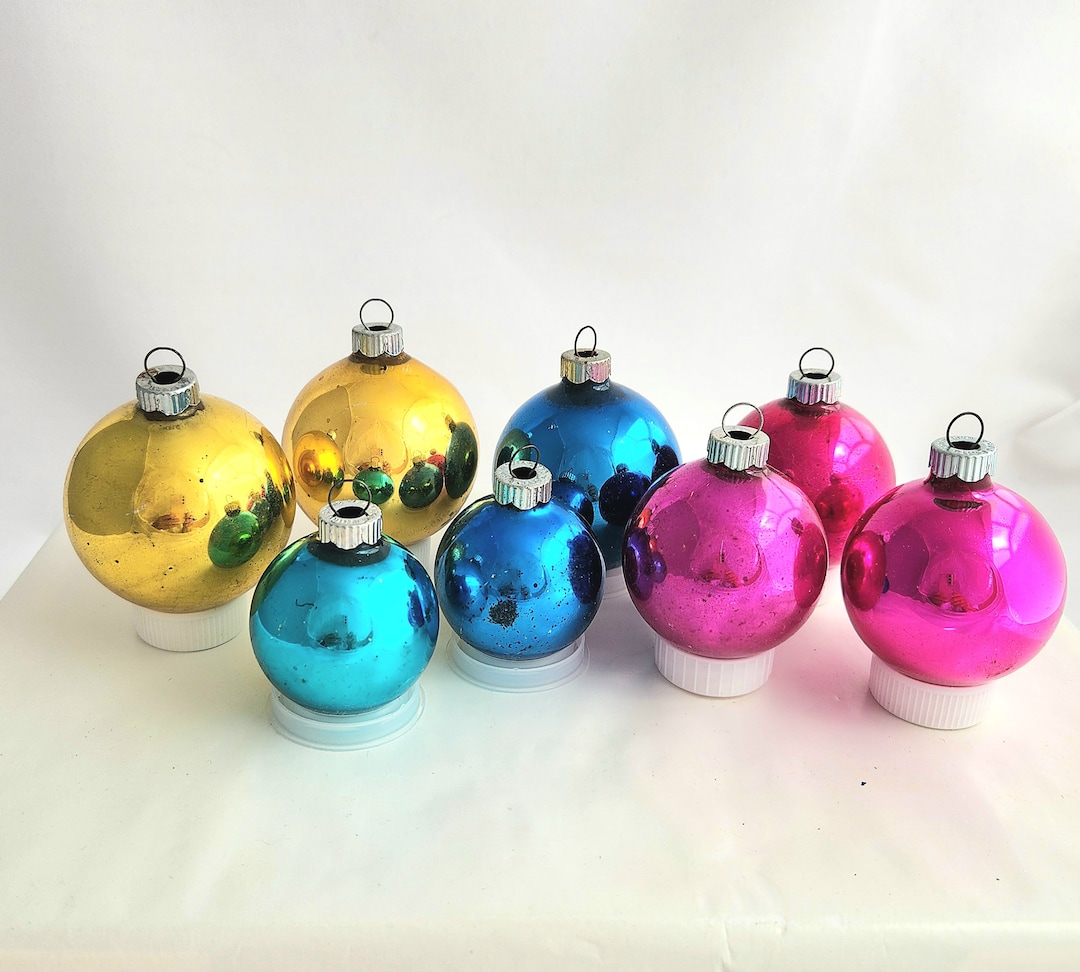 8 Vintage Shiny Brite Glass Christmas Ornaments Bright Colors Made in ...