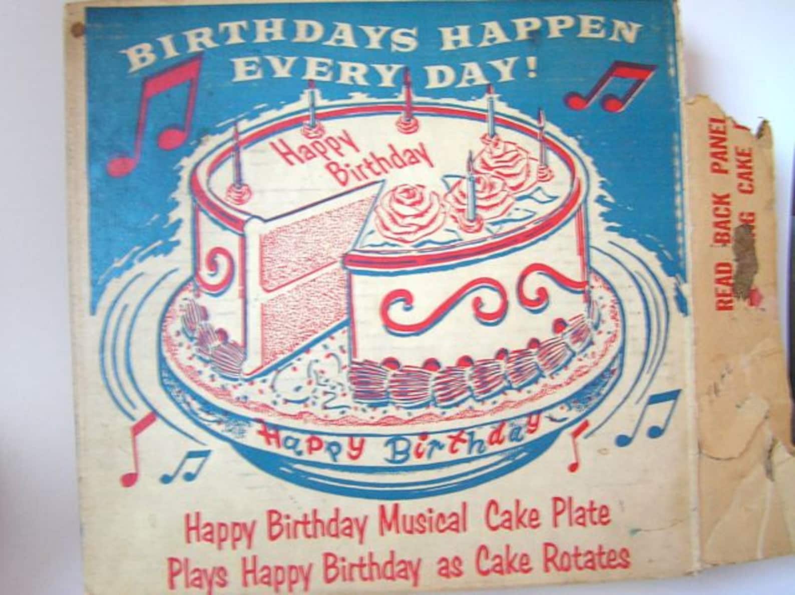 Vintage Rotating Musical Birthday Cake Plate So Fun | Etsy