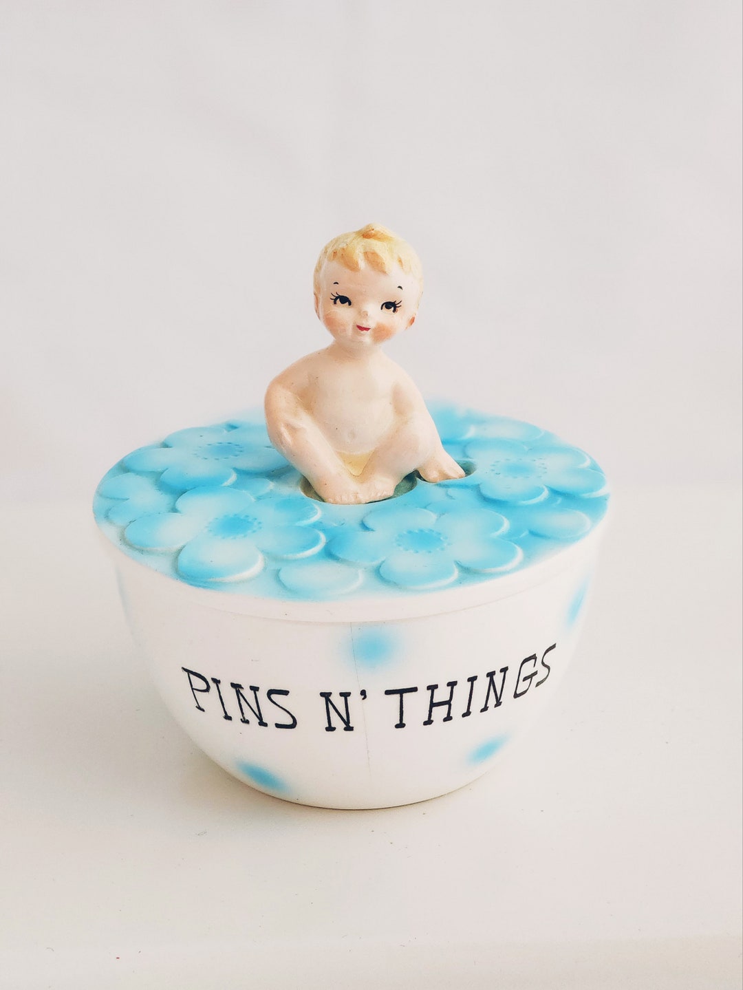 Vintage Inarco Baby Pins 'N' Things Jar: 50s Nursery Decor * E-1729 * ...