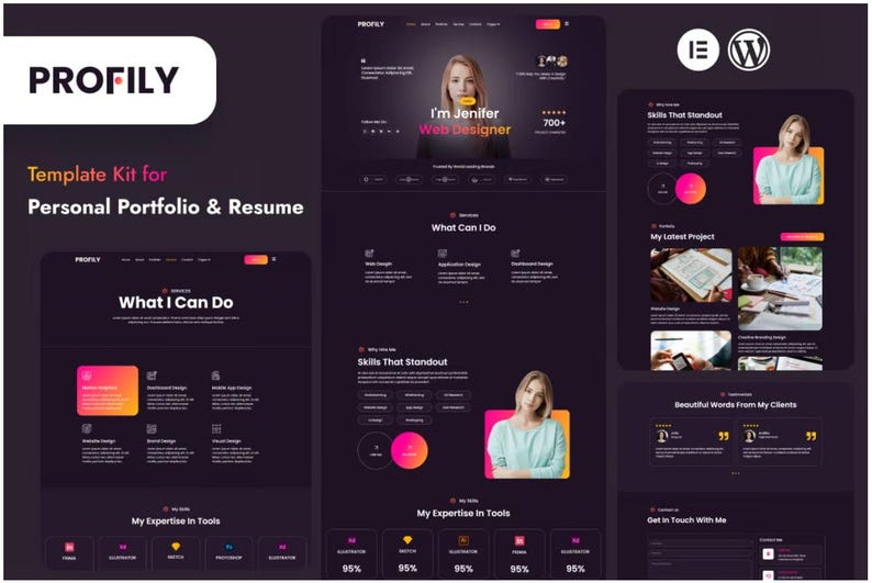 Personal Portfolios | Resume Elementor Template Kit | Wordpress Theme | Portfolio Template ...