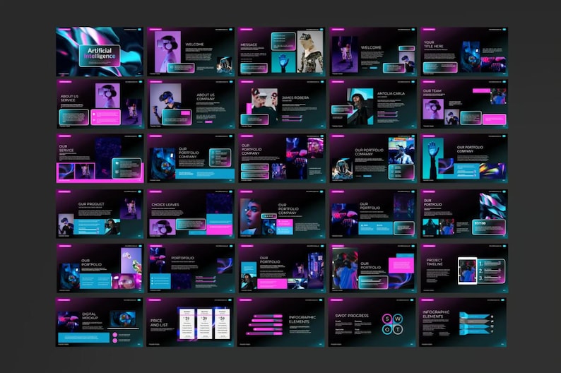 AI Powerpoint Template: Modern Presentation Theme - Etsy