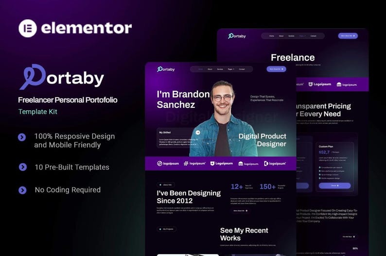 Personal Portfolios | Resume Elementor Template Kit | Wordpress Theme | Portfolio Template ...