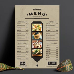 Restaurant Menu Template: Customizable Food Menu, A4 Size (PSD File) - Etsy