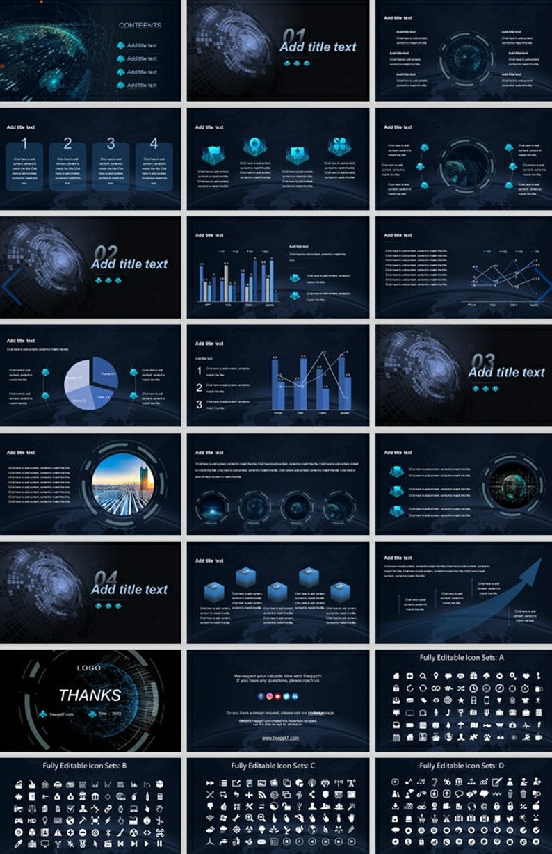 Blue Technology Themed Powerpoint Templates, Professional Design and ...