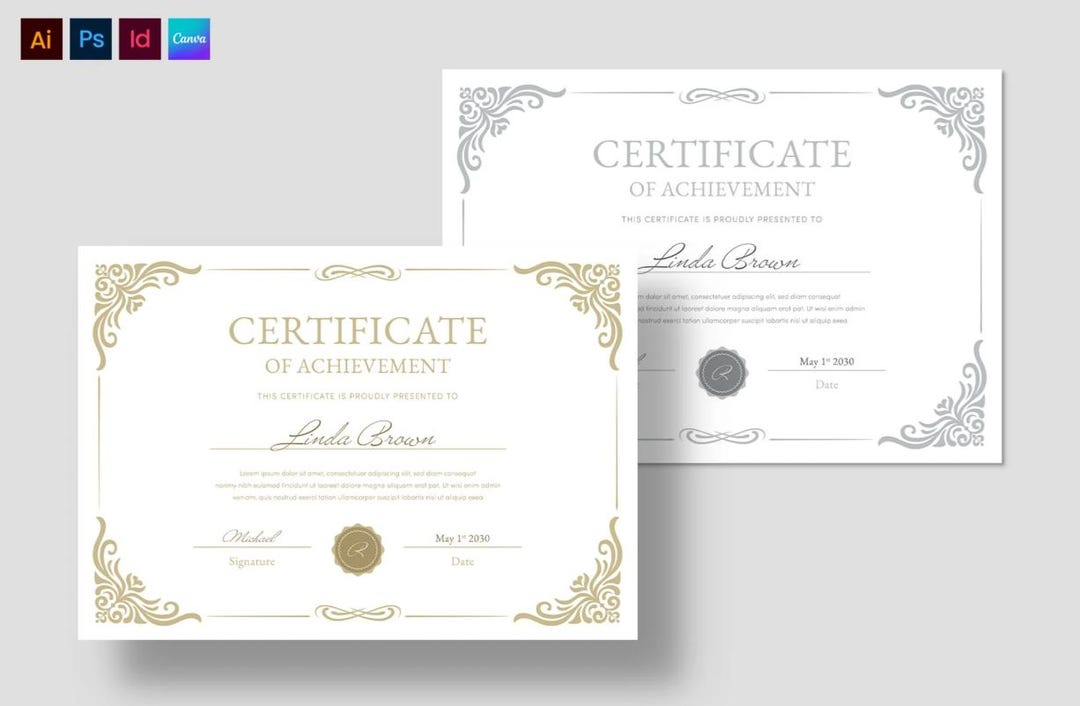 Editable Certificate Template: Classic Design - Canva, AI, PSD, EPS - Etsy