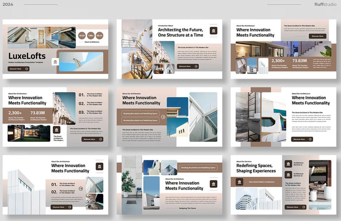 Modern Architecture Powerpoint Template: Minimalist Business Theme - Etsy