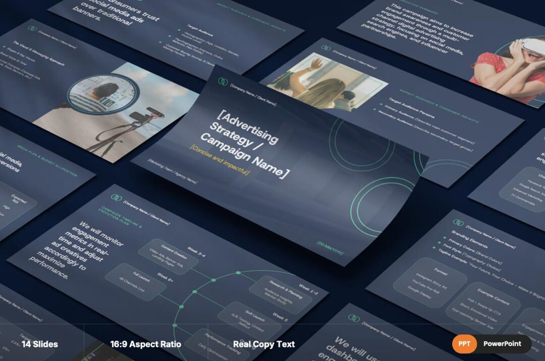 Advertising Powerpoint Template: Marketing & Ad Agency Presentation - Etsy
