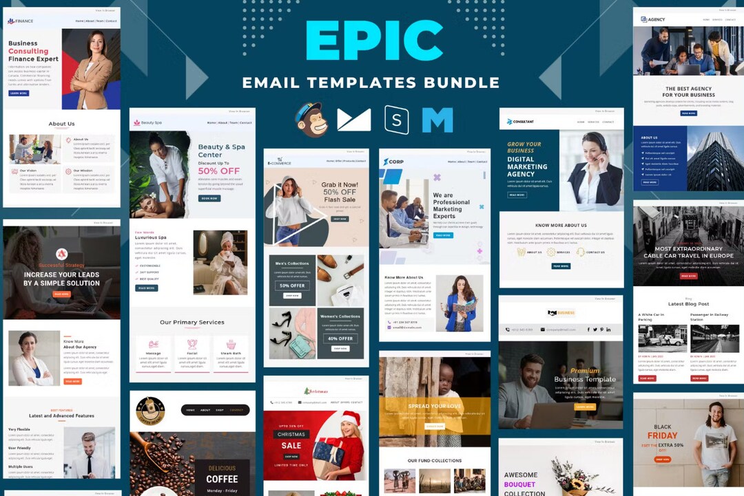 Multi-concept Email Templates Bundle, Email Newsletter Pack, Email ...