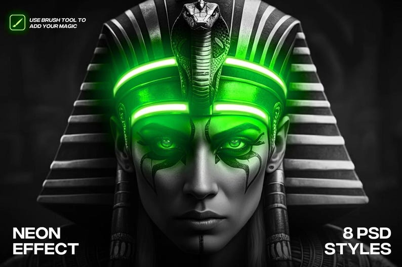 Neon Glow Photoshop Effect, Photoshop Brushes, Neon Effect, Digital ...