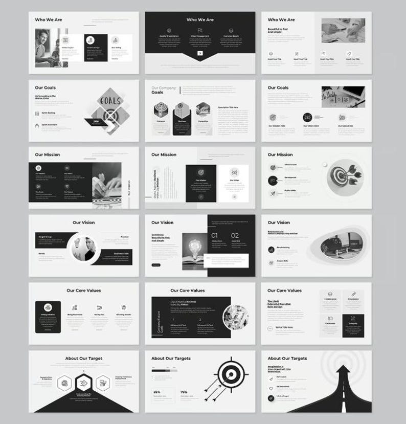 Minimal Powerpoint Template: Modern Presentation Theme (PPTX) - Etsy