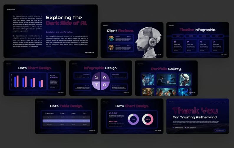 Dark AI Technology Powerpoint Template: Modern Business Presentation ...