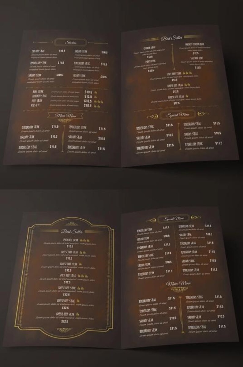 Elegant Restaurant Menu Template: Customizable Food Menu, Photoshop PSD ...
