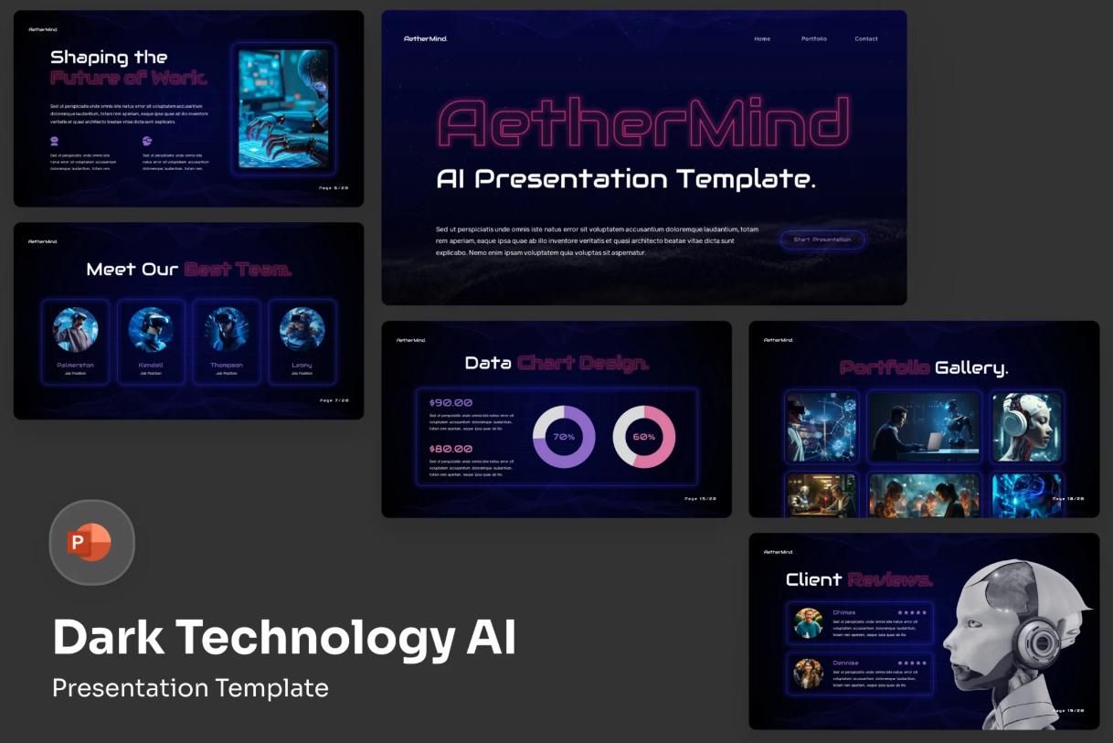 Dark AI Technology Powerpoint Template: Modern Business Presentation ...