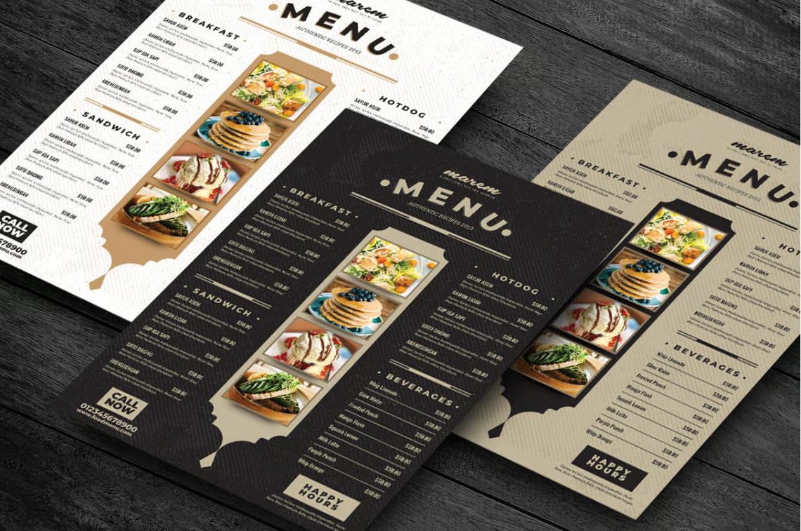 Restaurant Menu Template: Customizable Food Menu, A4 Size (PSD File) - Etsy