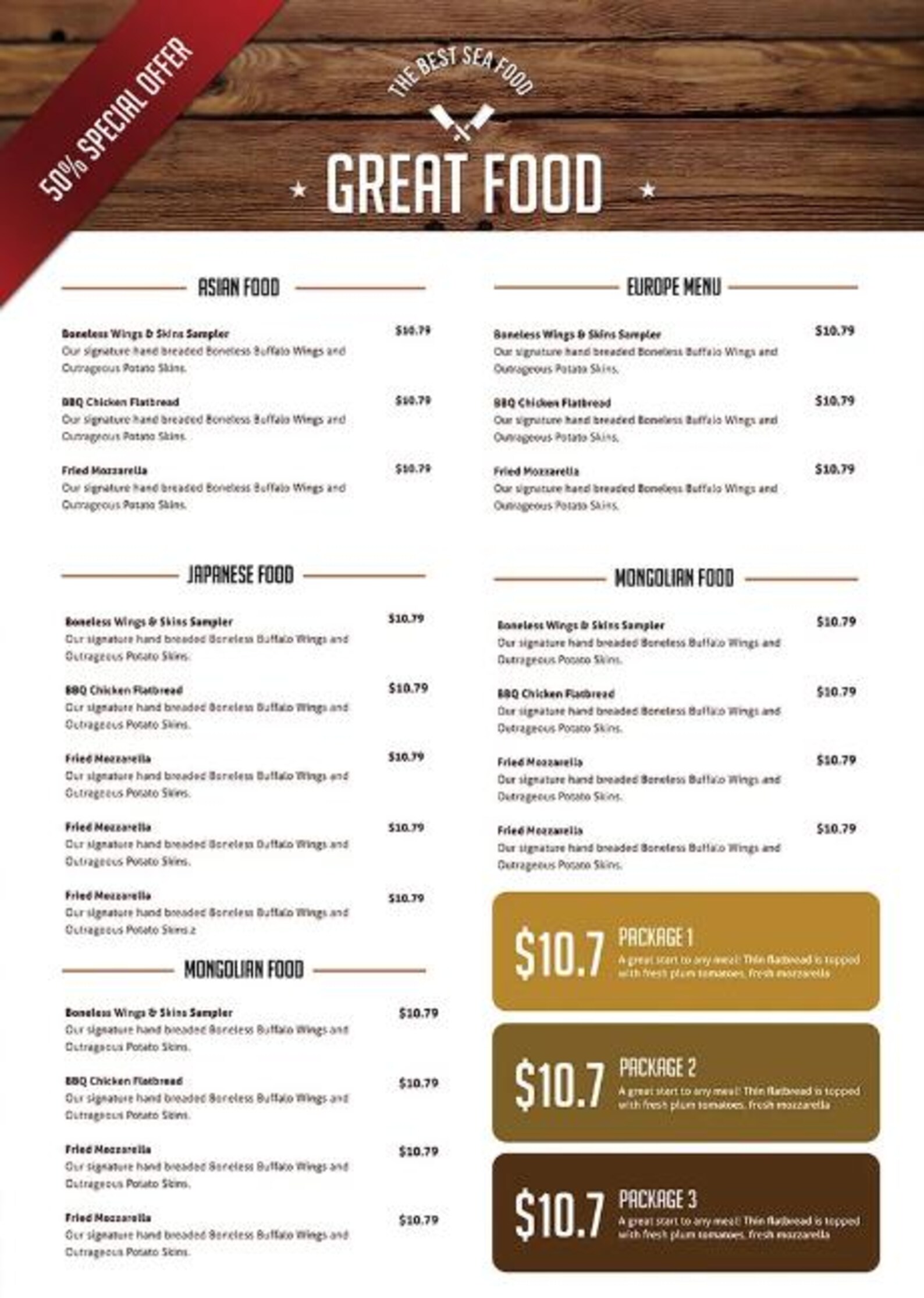 Customizable Restaurant Menu Template: A4 & Letter Size (PSD) - Etsy