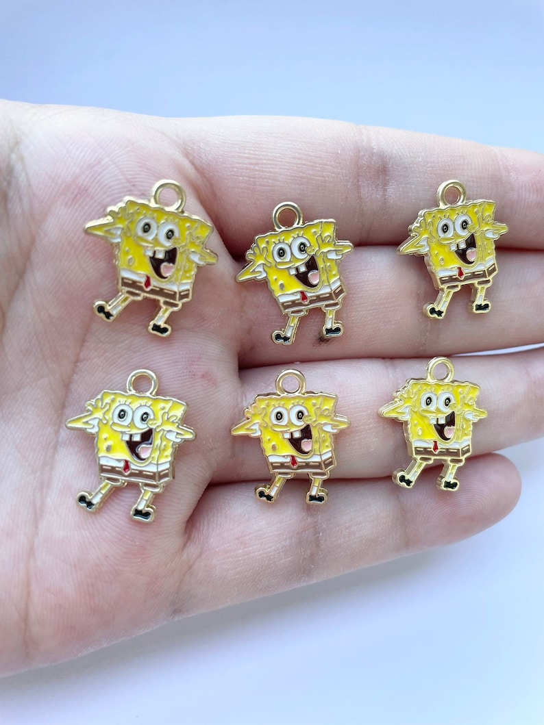 Spongebob Cartoon Themed Charms/gold Charm Metal Enamel Charactercharm ...