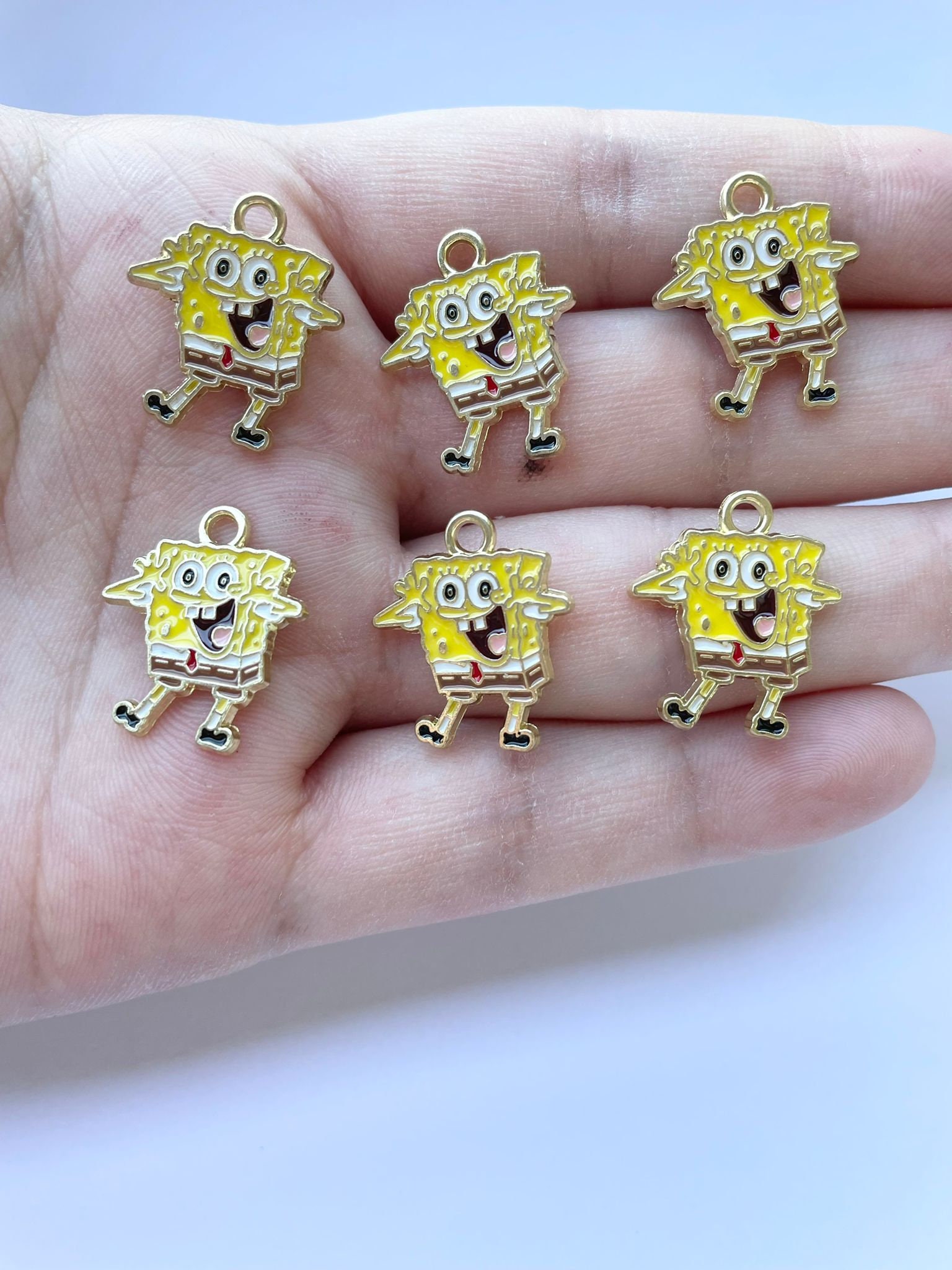 Spongebob Cartoon Themed Charms/gold Charm Metal Enamel Charactercharm ...