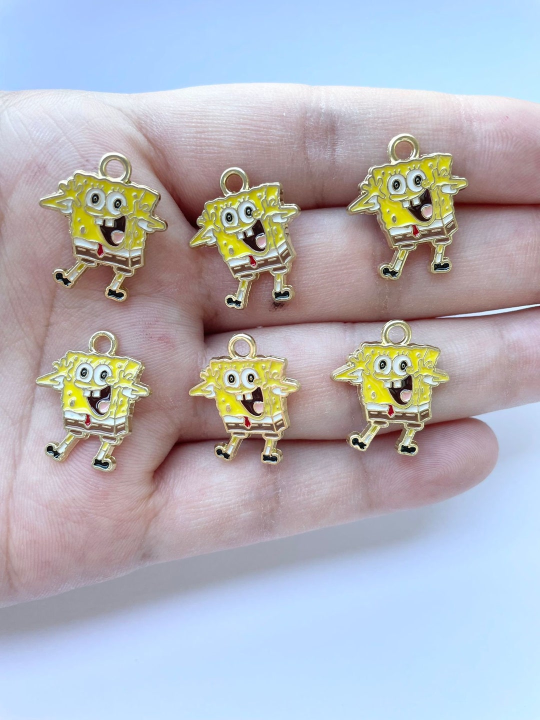 Spongebob Cartoon Themed Charms/gold Charm Metal Enamel Charactercharm ...