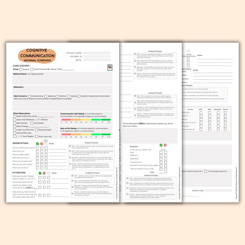 Informal Cognitive Communication Screening Speech and Language ...