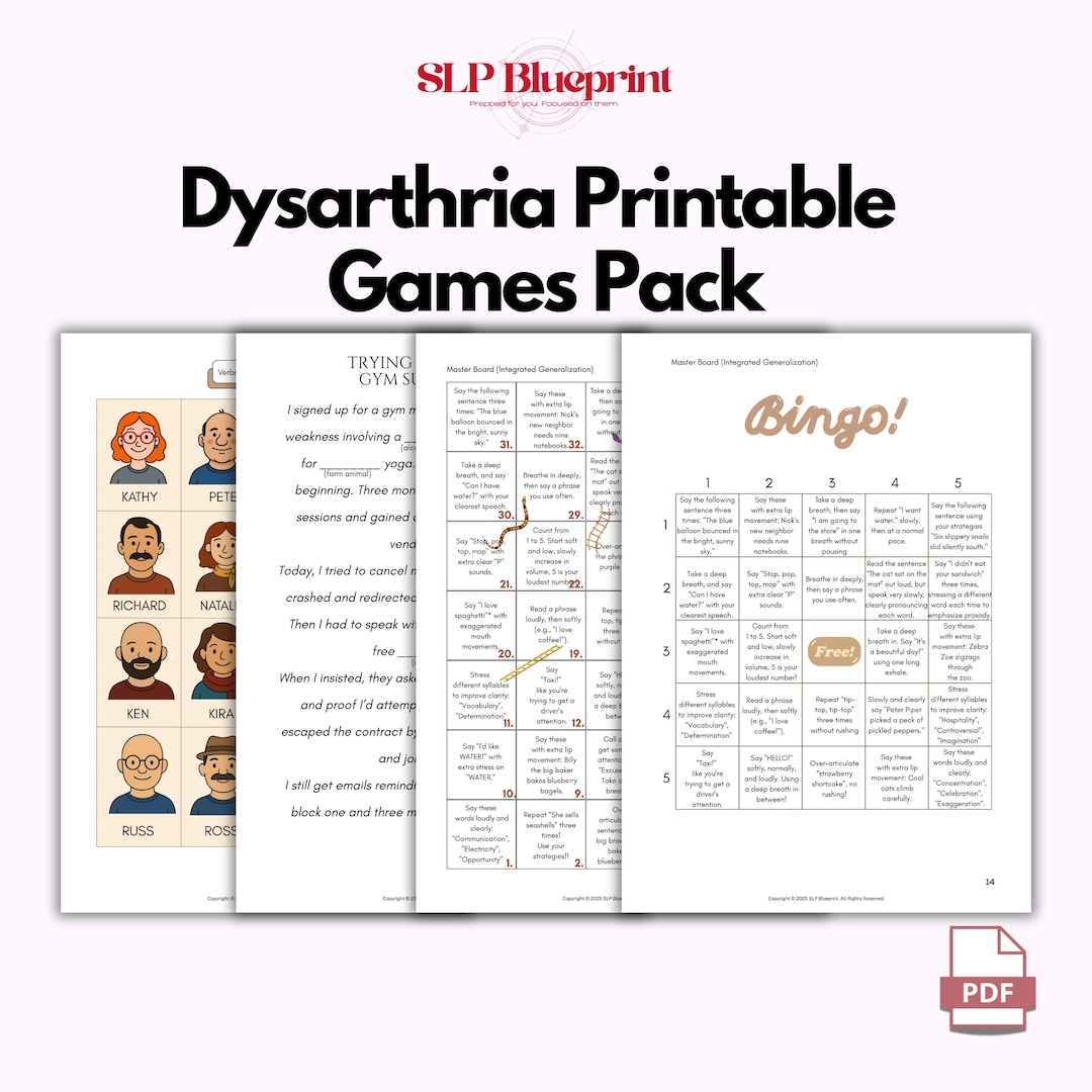 Dysarthria Printable Games Pack | Speech and Language Pathology ...